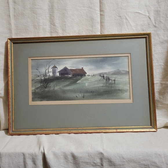 E. Ryan | Art | Barn Silo Landscape By E Ryan Original Midcentury ...